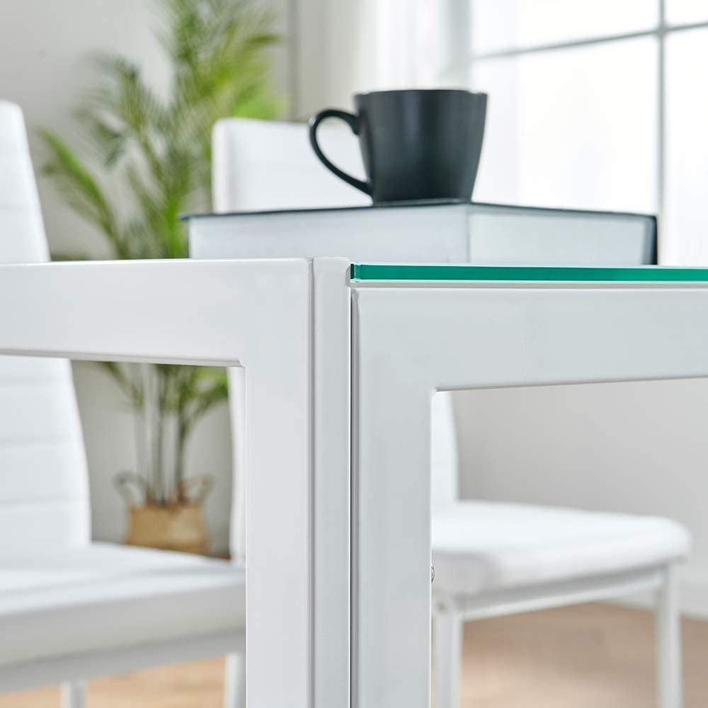 51.1" Modern White Tempered Glass Top Dining Kitchen Table | INO Design ...